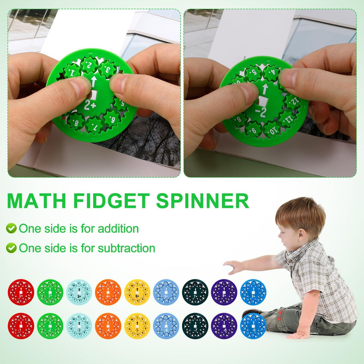 NEW 9pcs Math Fact Fidget Spinners, Colorful Math Fact Stimmers Fidget ...
