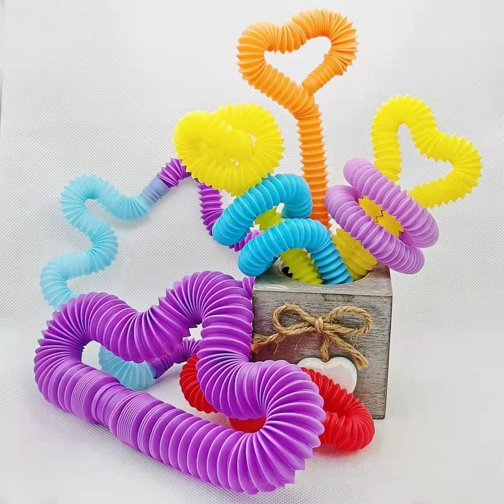 New Amillc Pack of 10 Pop Tubes Fidget Toy Pop It Colorful Stretch Tub ...