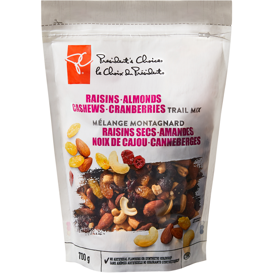 New President's Choice Raisins Almonds Cashews Cranberries Trail Mix 7 ...