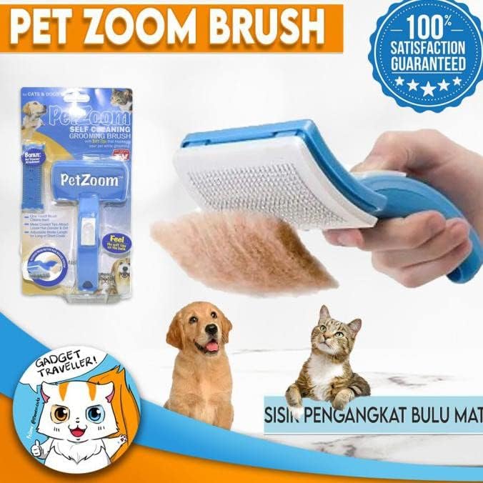 New PetZoom Self Cleaning Grooming Brush with Bonus Pet Trimmer – The ...
