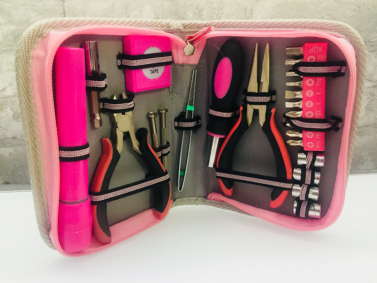 23 Piece Compact Tool Kit in zippered case, Pink! – The Warehouse Liquidation
