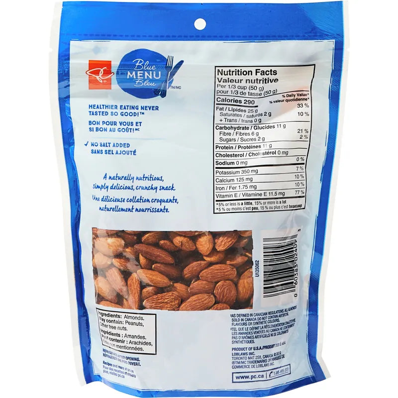 NEW PC Blue Menu Unsalted Almonds 275 g, BB: OCT 2/25 – The Warehouse ...