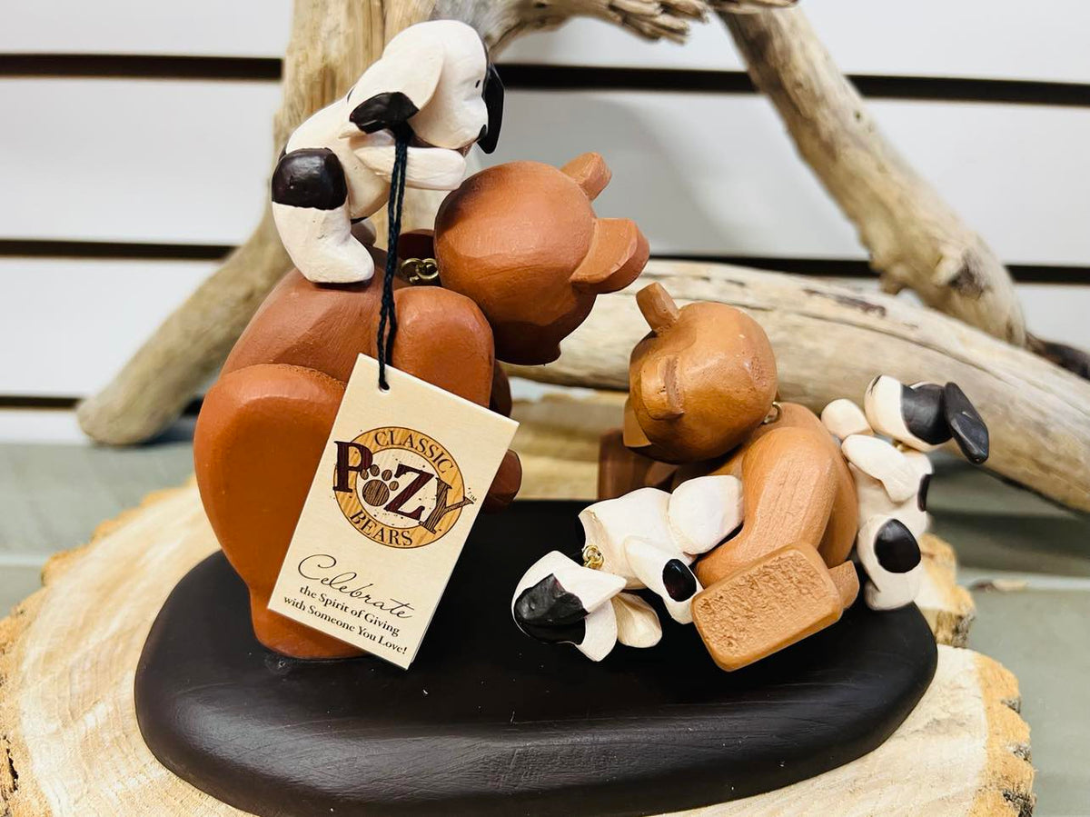 NEW IN BOX Classic Pozy Bears, Hand-Crafted Solid Wood Figurine, Colle ...