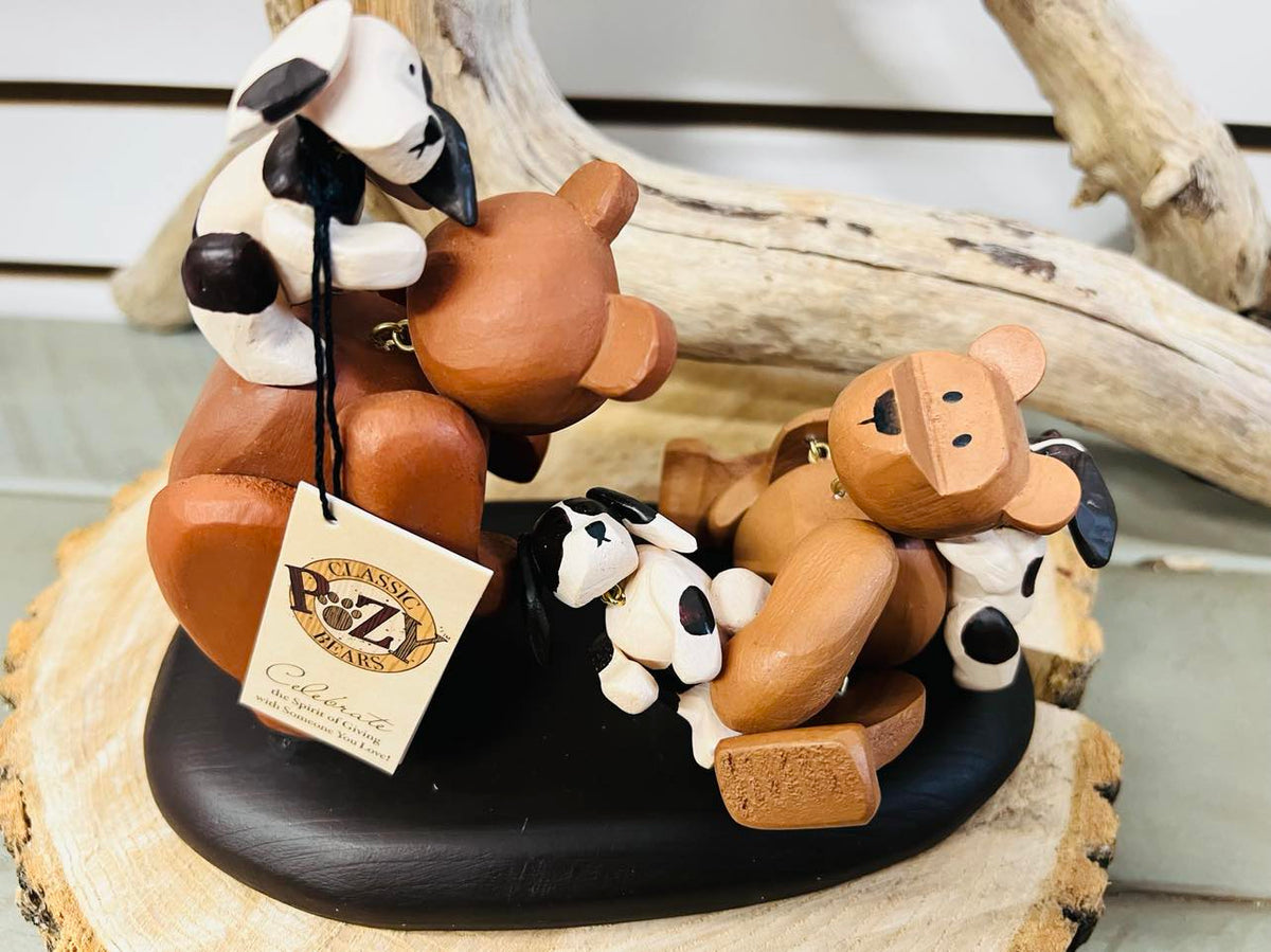 NEW IN BOX Classic Pozy Bears, Hand-Crafted Solid Wood Figurine, Colle ...