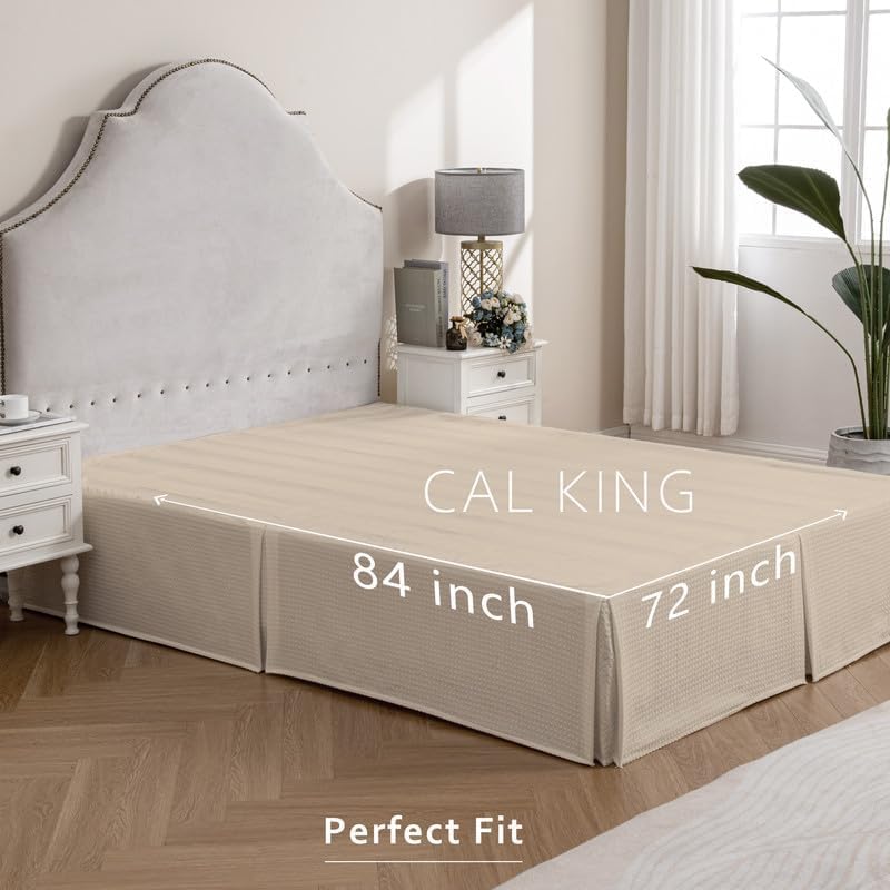 NEW MIYE Pleated Waffle Weave Bed Skirt, Tailored Dust Ruffle 14 Inch ...