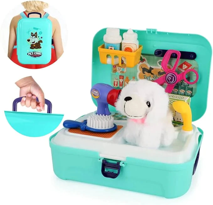 NEW Aomola Pet Care Set Role Play Toys for Kids, 16pcs Grooming Feedin ...
