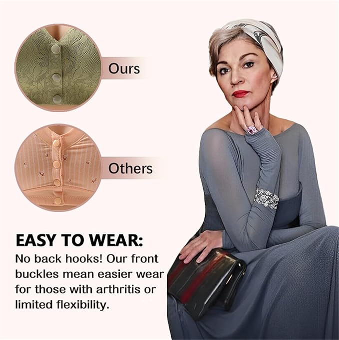 NEW Hiufer Lily Bras for Older Women Front Close Wireless No Wire Padd ...