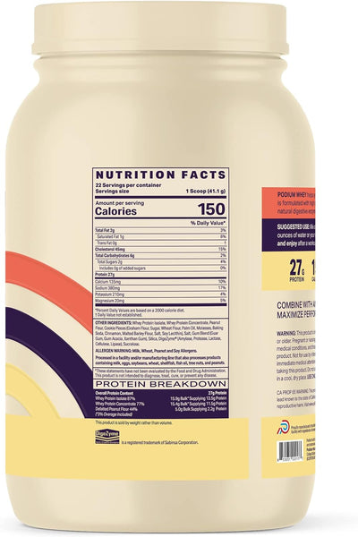 NEW Podium Nutrition, Whey Protein Powder, Peanut Butter Crunch, 22 Se ...