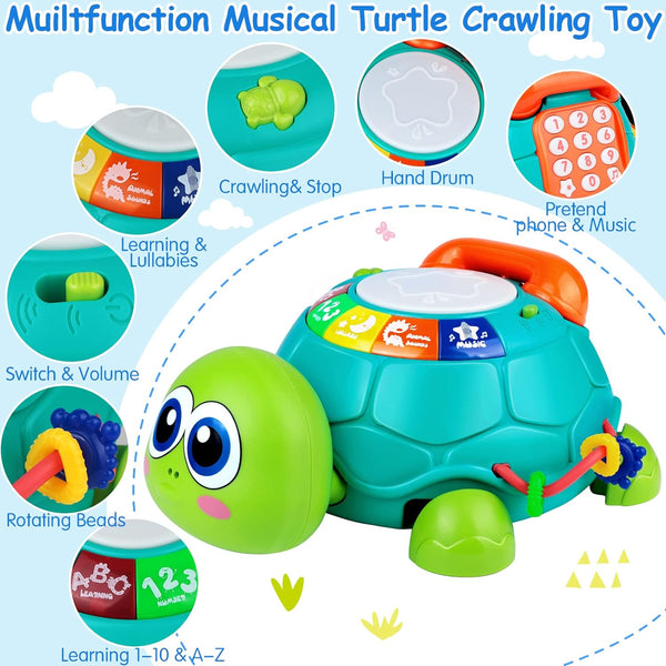 NEW Musical Turtle Baby Toys 6 to12 Months, Tummy Time Toddler Crawlin ...