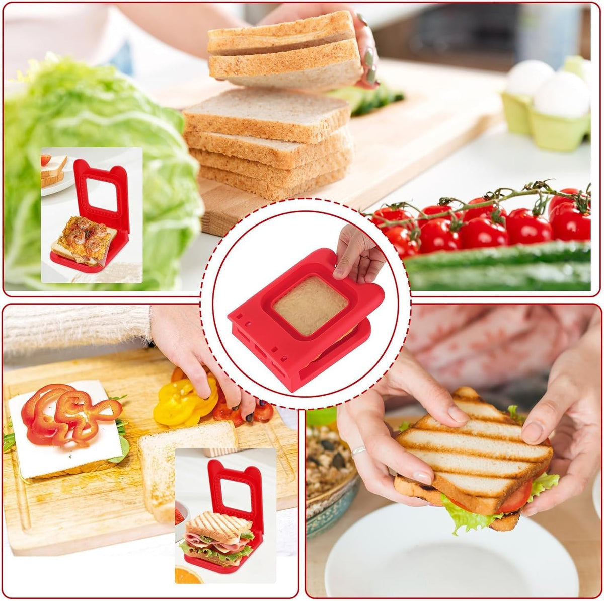 NEW Orapink Sandwich Cutter and Sealer, Square Pocket Sandwiches Cutte ...