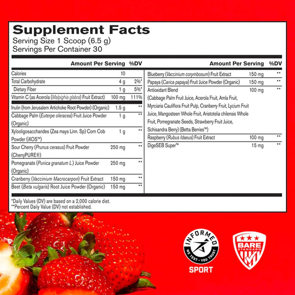 NEW BARE PERFORMANCE NUTRITION, BPN Strong Reds Superfood Powder, Dige ...