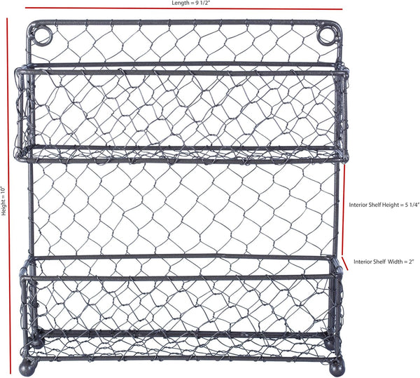 NEW Retails $50, 2 Tier Vintage Metal Chicken Wire Spice Rack Organize ...