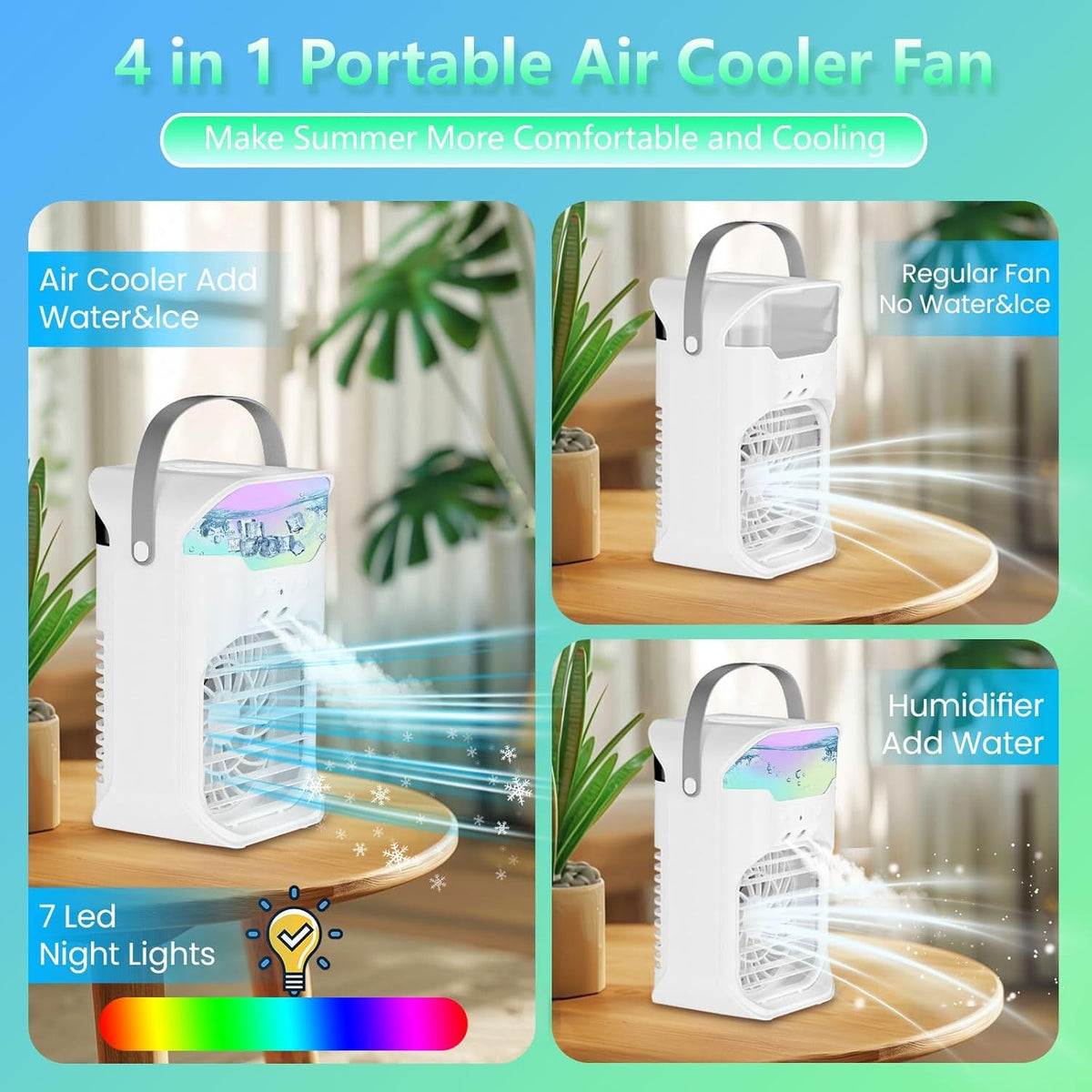 NEW Retails $92, Small portable AC unit with humidifier, Remote, 7 col ...