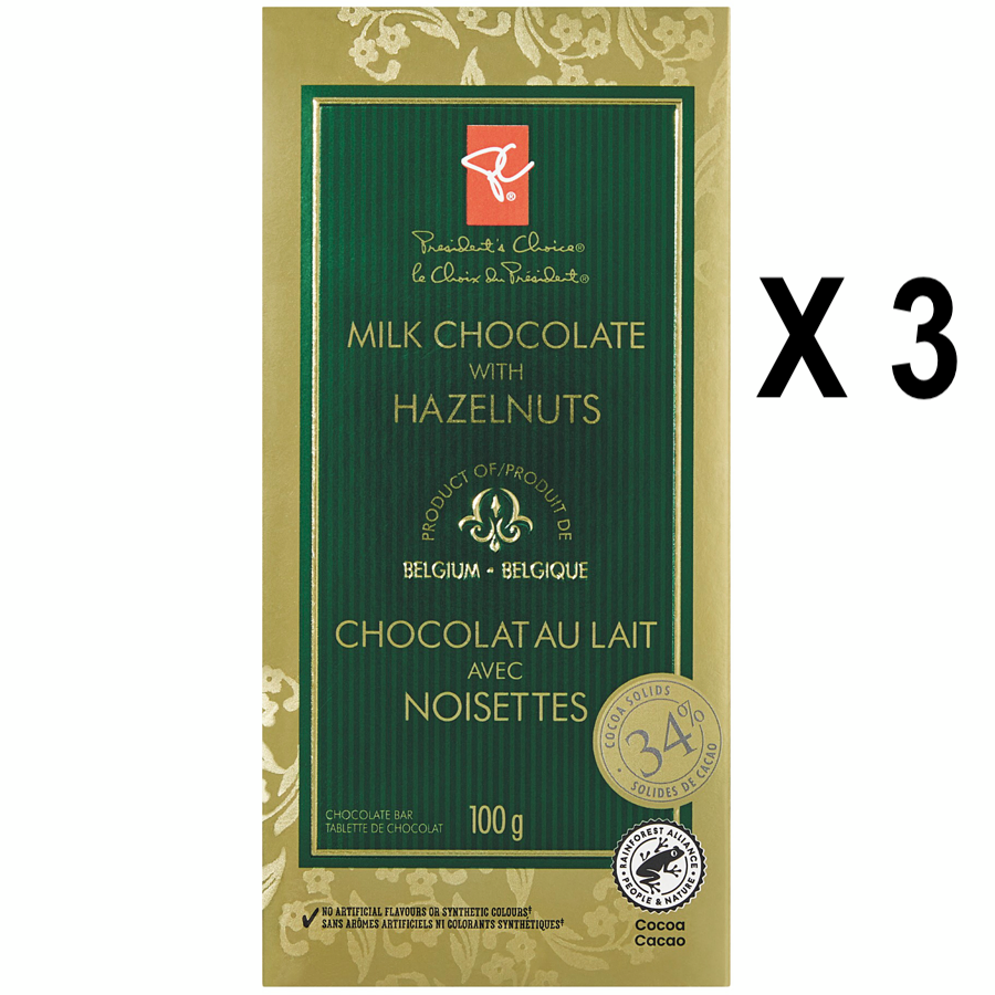 New President's Choice Milk Chocolate with Hazelnuts 100 g (includes 3 ...