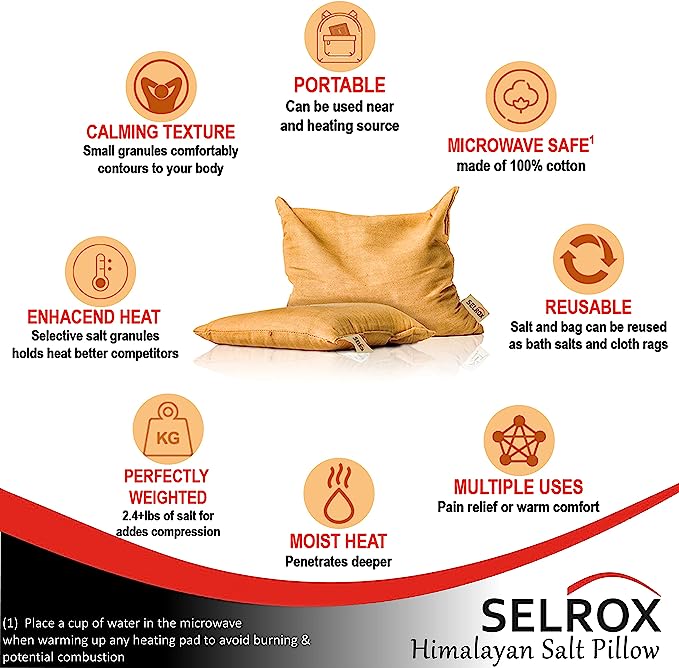 NEW Selrox Therapeutic Salt Pillow - Filled with authentic Himalayan P ...