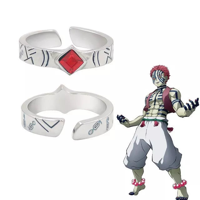 New Anime Adjustable Akaza Demon Slayer Ring Kimetsu No Yaiba Cosplay ...