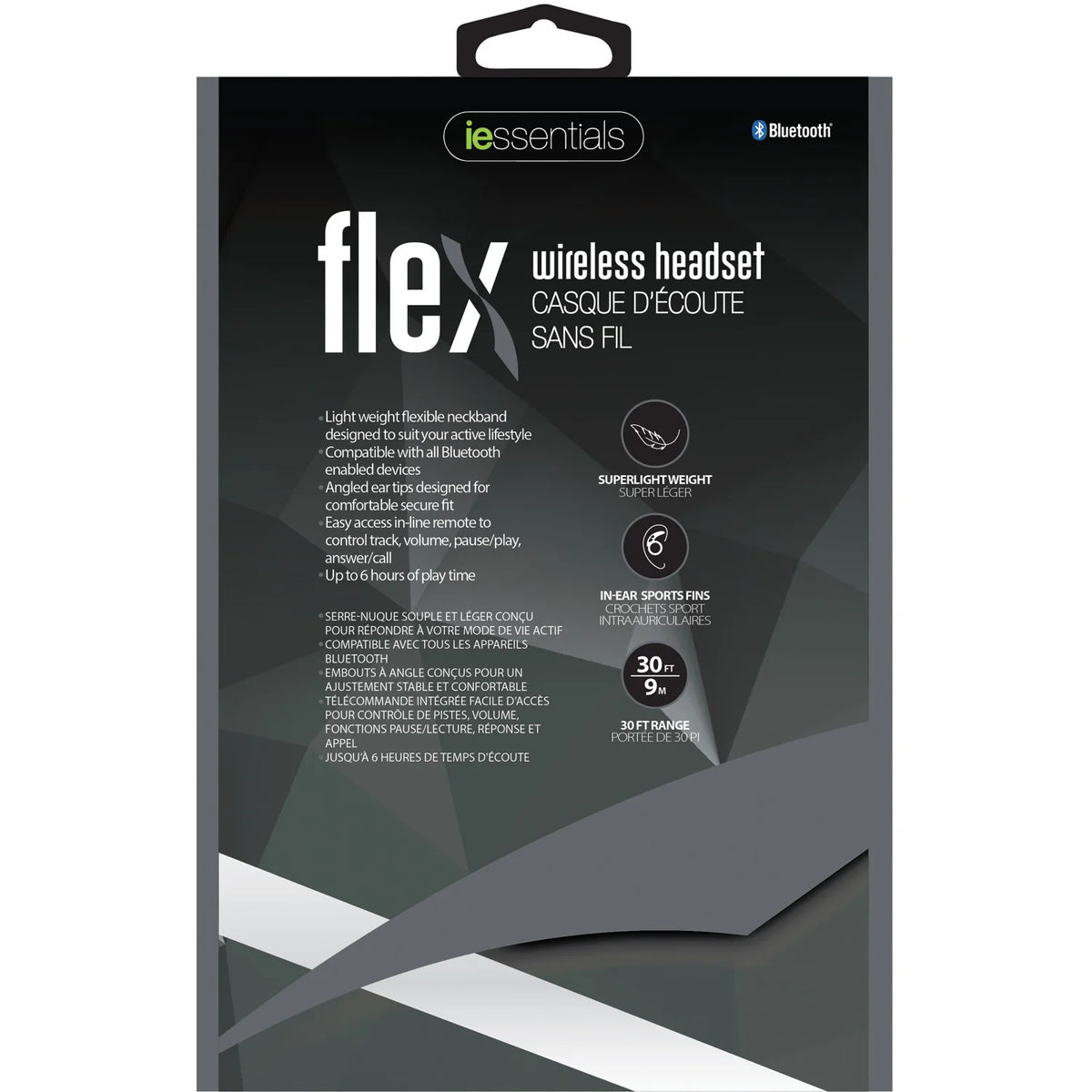 NEW iEssentials IEN-BTEFX-GRY Flex Neck Band Sport Series Bluetooth Ea ...