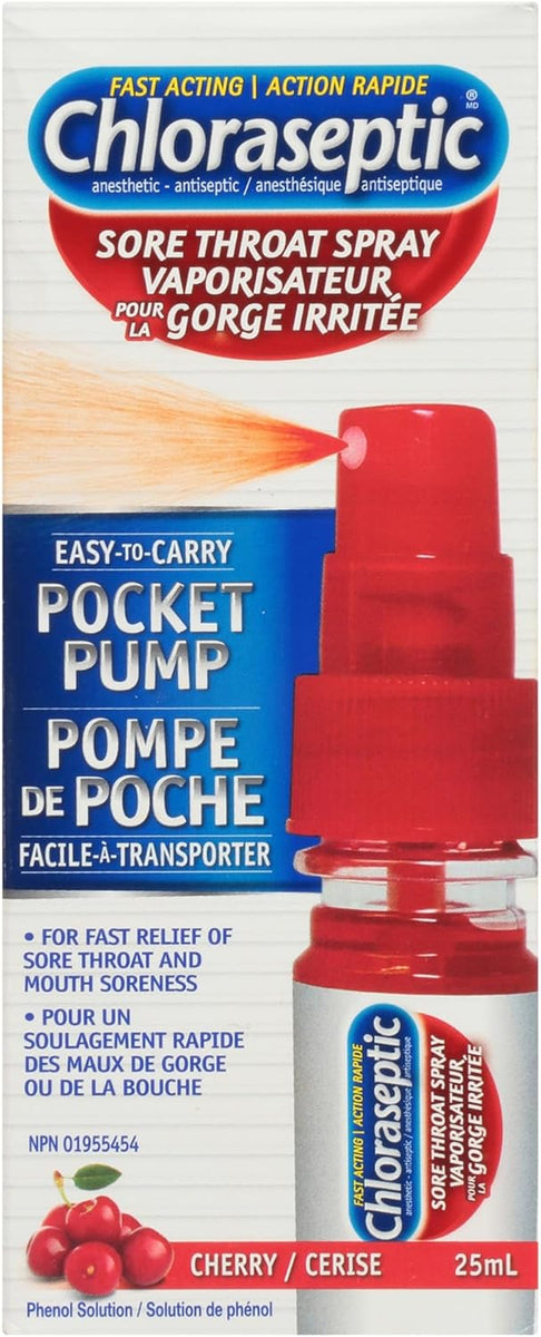 New sealed Chloraseptic Pocket Pump Sore Throat Spray, Fast Acting, Ch ...