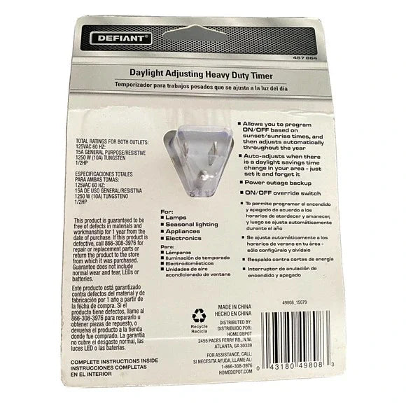 New Defiant Daylight Adjusting Heavy Duty Digital Timer 457864 7 Day P ...