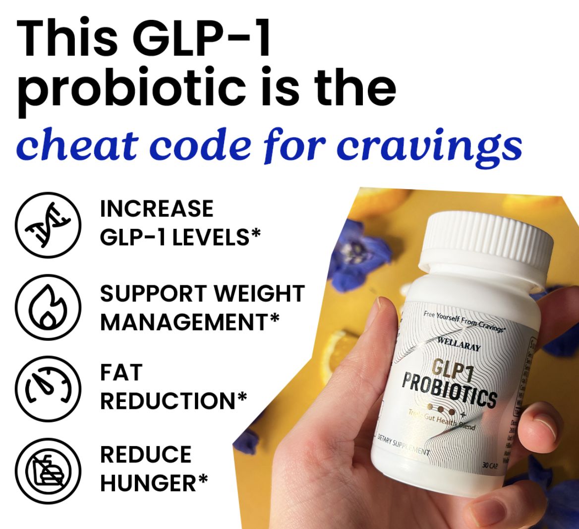 New Wellaray GLP1 Probiotics! Curbs cravings, regulates blood sugar, r ...
