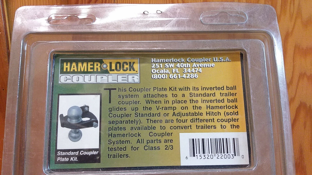 New Hamer Lock Trailer Coupler Standard Coupler Plate Kit 2 Inch Ball ...