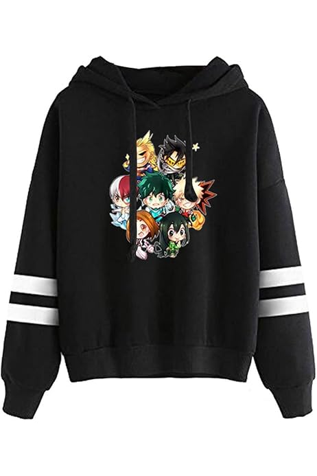 New Unisex Adults My Hero Academia Hoodie MHA Anime Friends Sz L Black ...