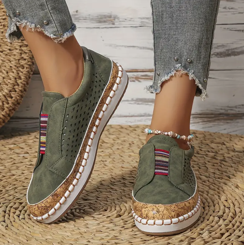 NEW Women's Hollow Out Design Flat Shoes, Casual Slip On Colorblock Sh ...