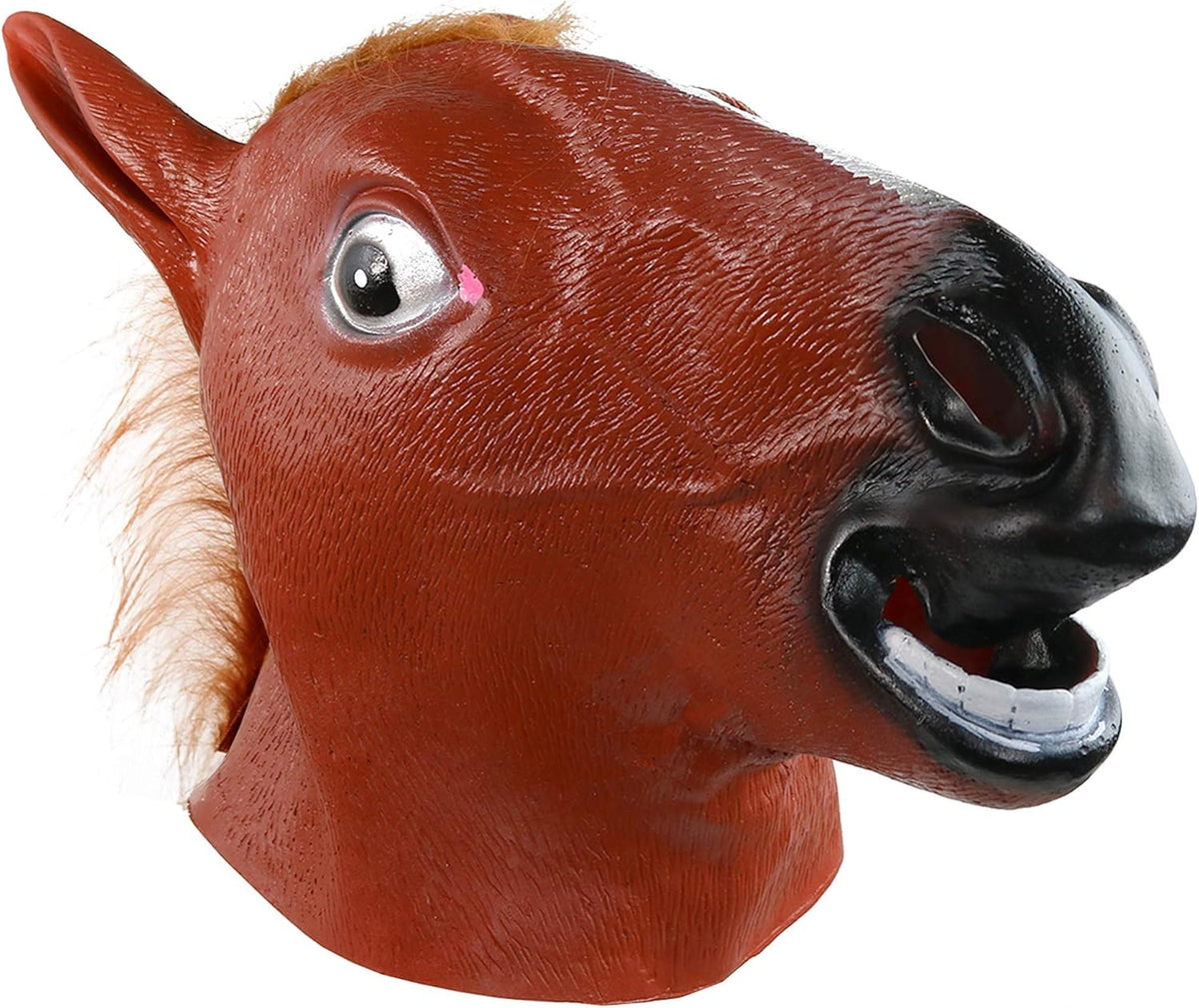 New Skeleteen Horse Head-Costume-Mask - Realistic Brown Animal Head Ho ...