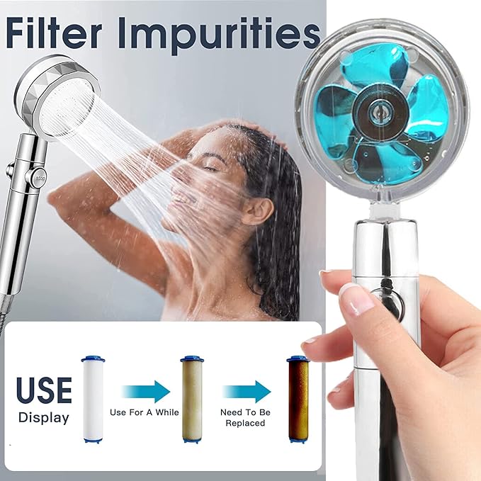 New Turbo Hydro Jet Shower Head Kit - Shower Head High Pressure with 2 ...
