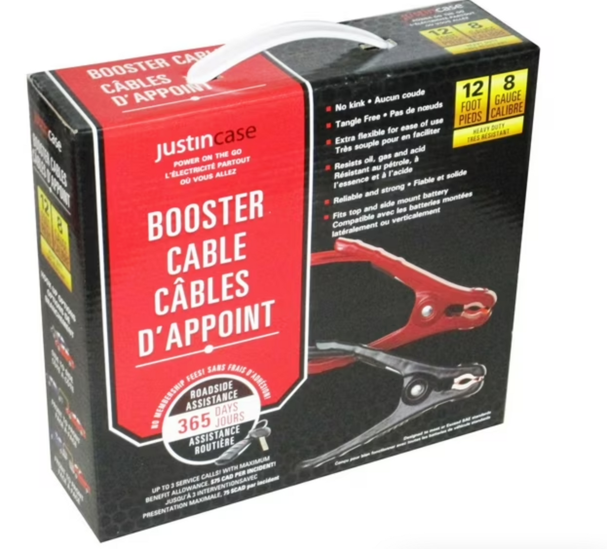 New in box! Justin Case 12 foot 8 Gauge Booster Cables, 12ft 8ga Boost ...