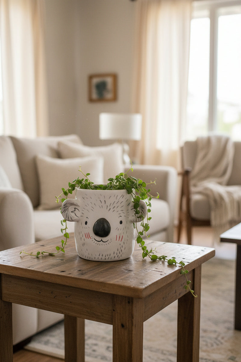 New Retails $25+ KOALA Plant Parent Buddies 4.7" H Ceramic Planter W/D ...