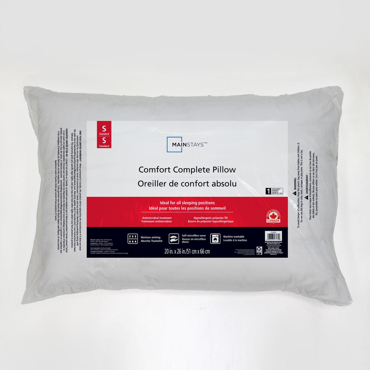 New Mainstays Comfort Complete Standard Pillow – The Warehouse Liquidation