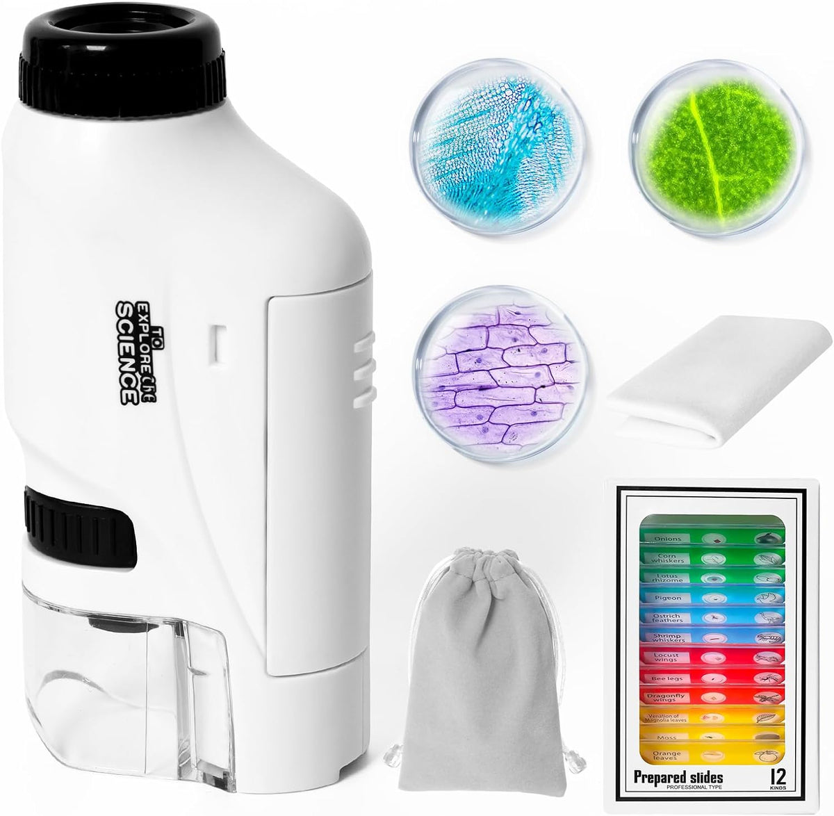 New Minilabsters Miniscope Kids, 60x-120x Pocket Microscope for Kids ...