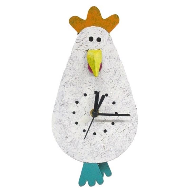 NEW OXIDOS CHICKEN PENDULUM CLOCK MADE IN COLOMBIA FAIR TRADE METAL PE ...