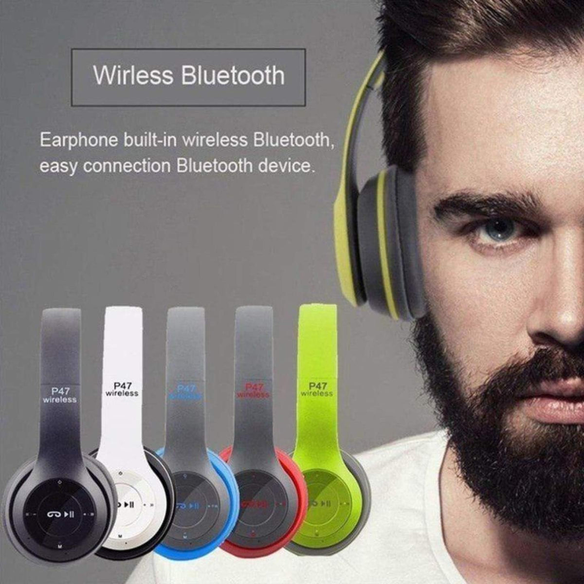 New NCR P47 5.0+ EDR Wireless Rechargeable Bluetooth Over-Ear Headphon ...