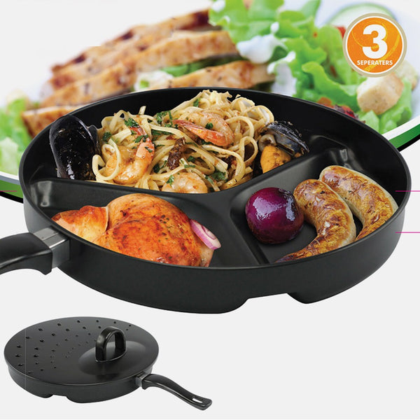 New As seen on TV Cooking Pan Tri Pan Magic set 3 compartment includes ...