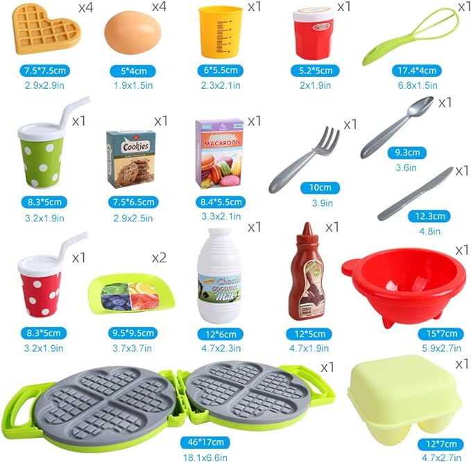 New Play Food Waffle Toy Pretend Role Play Toys Kitchen Toys for Kids ...