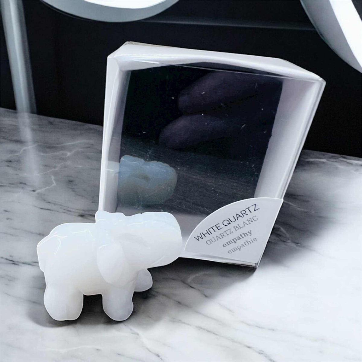 NEW Carved Gemstone Animal Token - White Quartz Elephant ~ Empathy ...