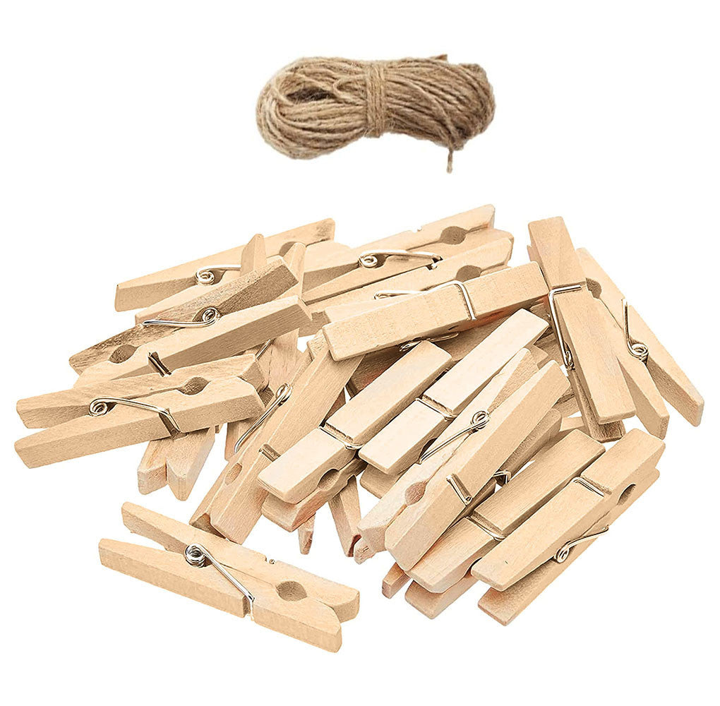New Wooden Clips, Pack of 20, Includes Jute String – The Warehouse ...