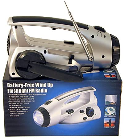 Battery-Free Wind Up Flashlight FM Radio! Just wind it up for Power, N ...