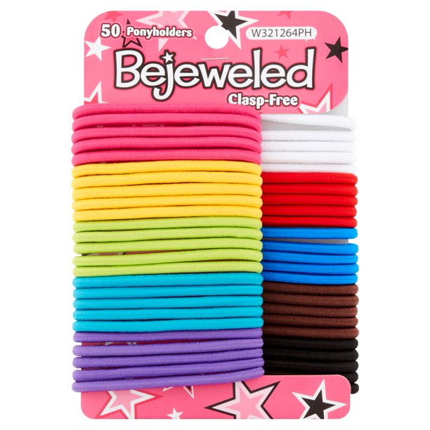 New Bejeweled Clasp-Free Ponyholders, 50 count – The Warehouse Liquidation
