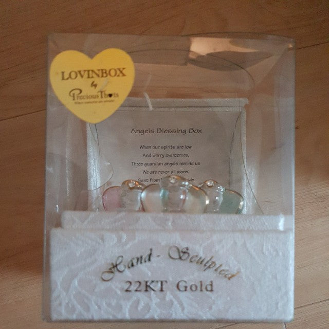 Brand new Hand Sculptured 22K Angels Blessing box! Includes 3 gold gil ...