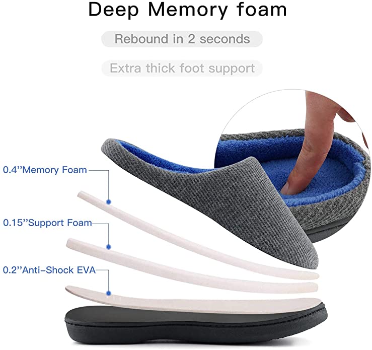 New K KomForme Men's Slippers Memory Foam House Slippers Cozy Home Sho ...