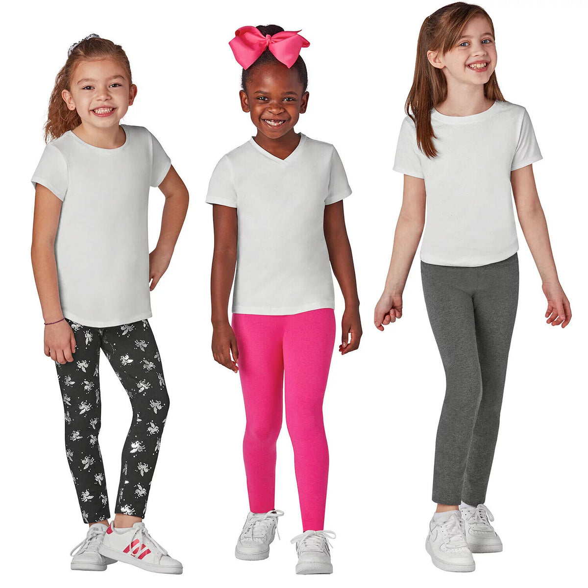 New Members Mark Girls Stretch Pull On My Favorite Leggings 3 Pack Uni ...
