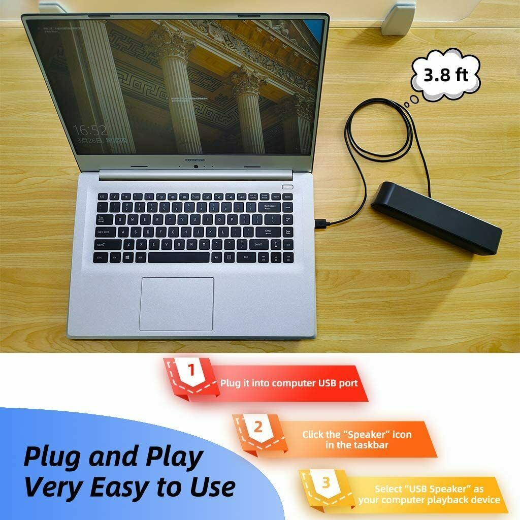 New in box! Lielongren USB Powered Computer Speaker Enhanced Bass Plug ...