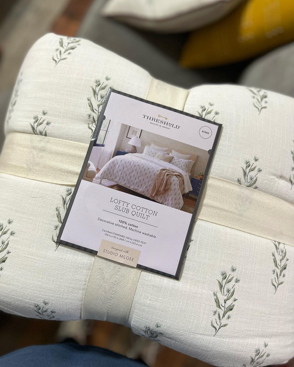 New Lofty Cotton Slub Wood Block Floral Quilt White - Threshold™ desig ...