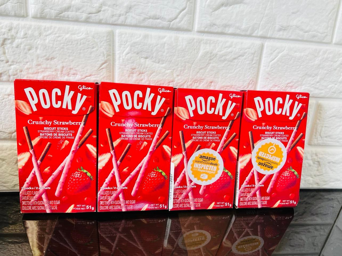 New sealed Pocky crunch straw 4 Pack crunchy strawberry! BB:6/16/22 ...