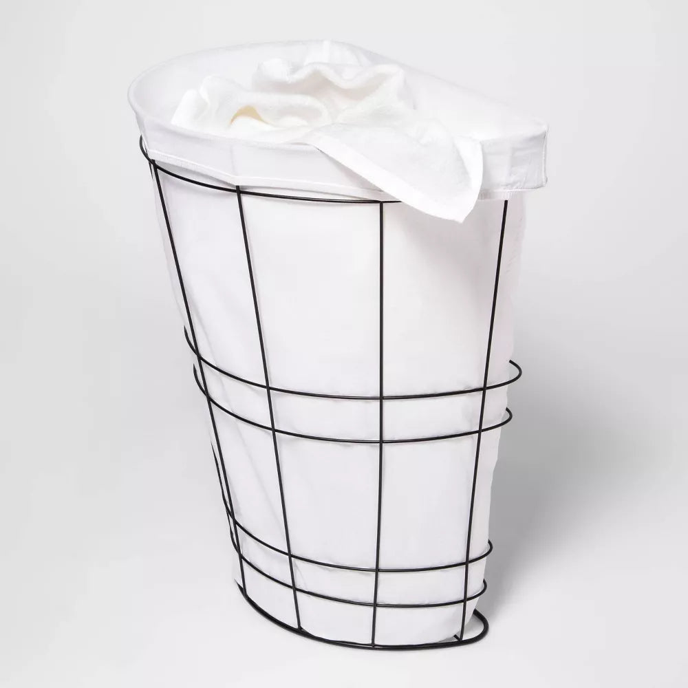 New Metal Wire hamper Basket with Fabric - Room Essentials – The ...