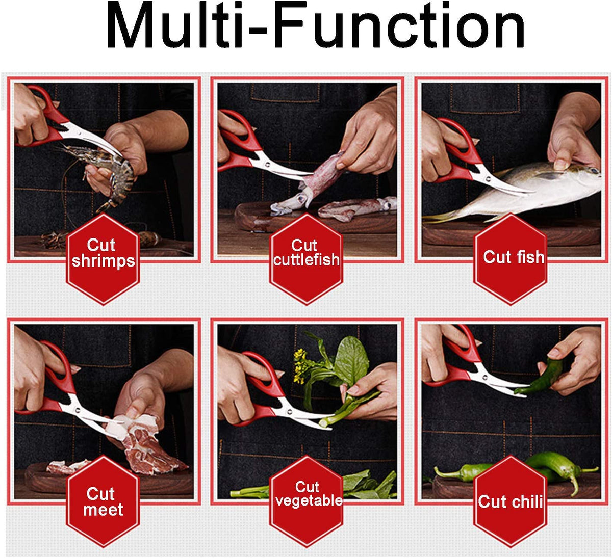 New Luckkyme 4 Pack Kitchen Seafood Scissors Fish Scissors Crab Scisso ...