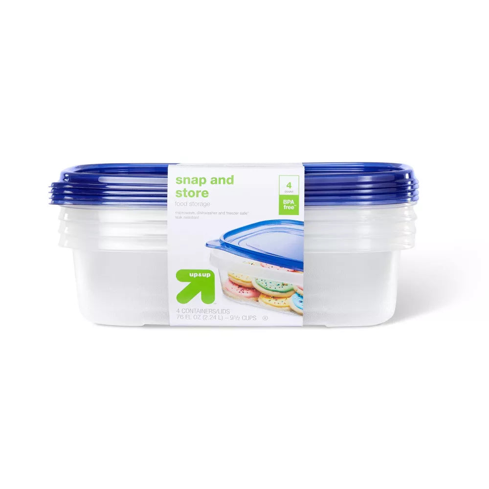 New Snap and Store Medium Rectangle Food Storage Container - 4ct/76oz ...